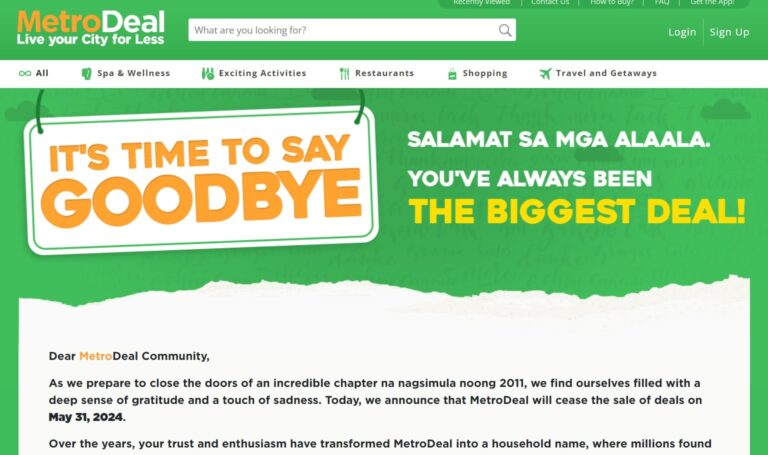 Metrodeal PH is closing - Techglimpse